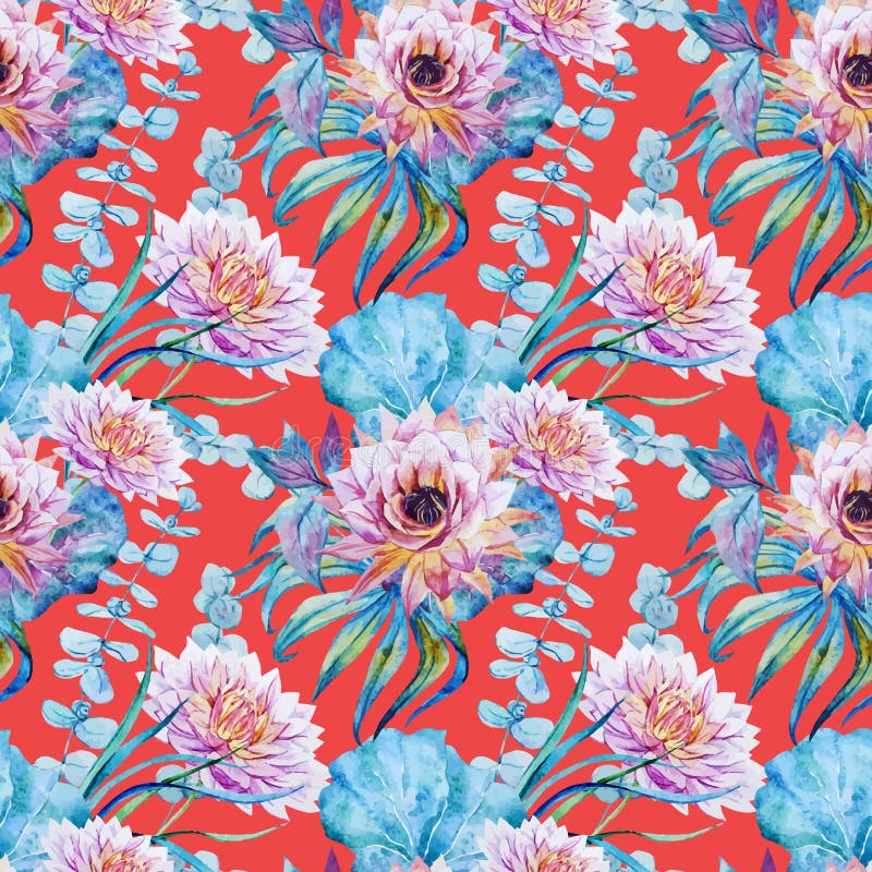 Nice Floral Watercolor Seamless Pattern Stock Vector - Illustration of ...
