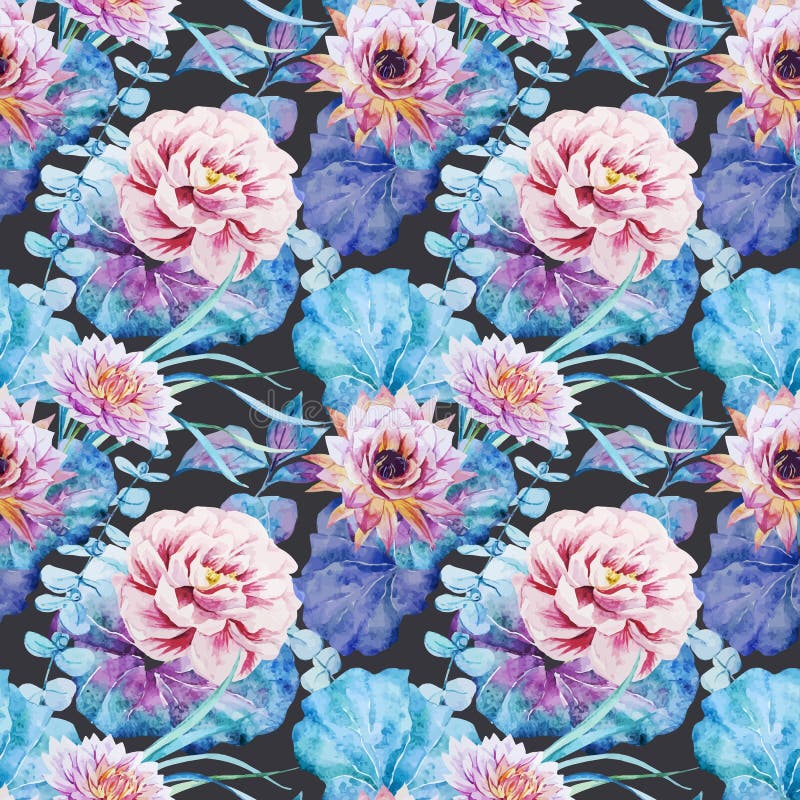 Nice Floral Watercolor Seamless Pattern Stock Vector - Illustration of ...
