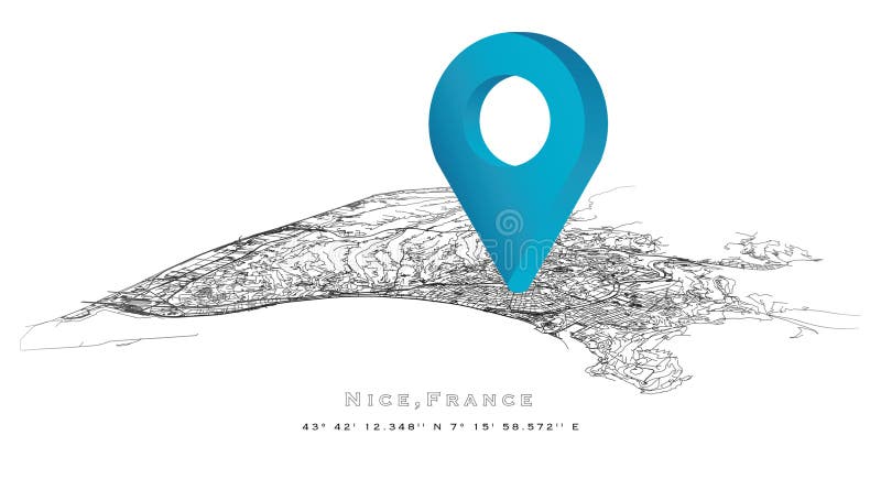 Nice,France ,detail Streets Roads Map with Location Pin Stock Vector ...