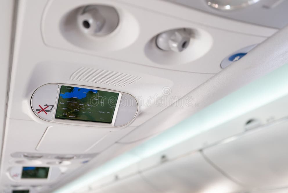 Flight Map Screen Inside the Airplane Editorial Photography - Image of ...