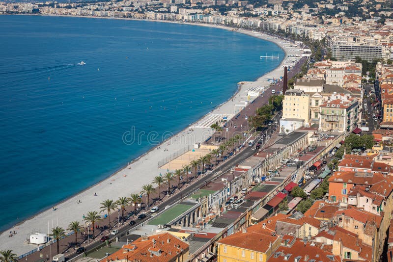 NICE, FRANCE - JUNE 04, 2019: Panoramic View of Nice Coastline and ...