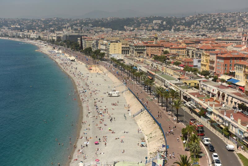 Nice, France - June 19, 2019: View of the Beach and Promenade of Nice ...