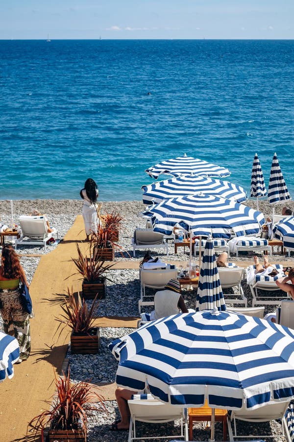 Beach in the Center of Nice at Sunset Editorial Stock Image - Image of ...