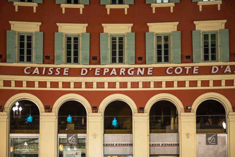 Nice France Night scene editorial photography. Image of balconies ...