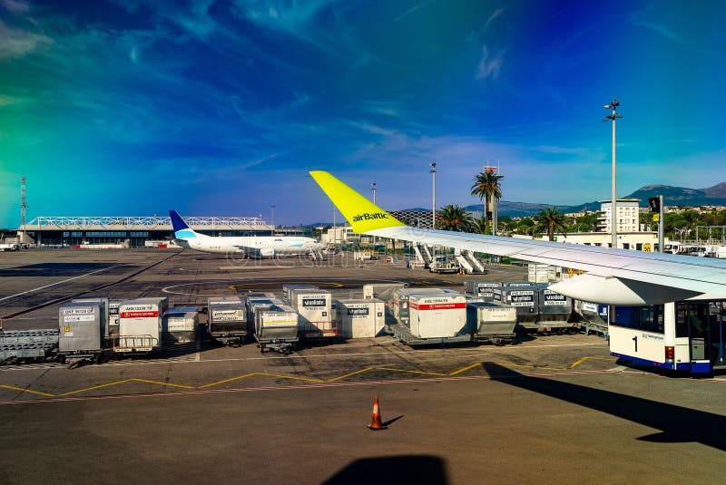 Planes in the Airport of Nice. Editorial Usage Editorial Photo - Image ...
