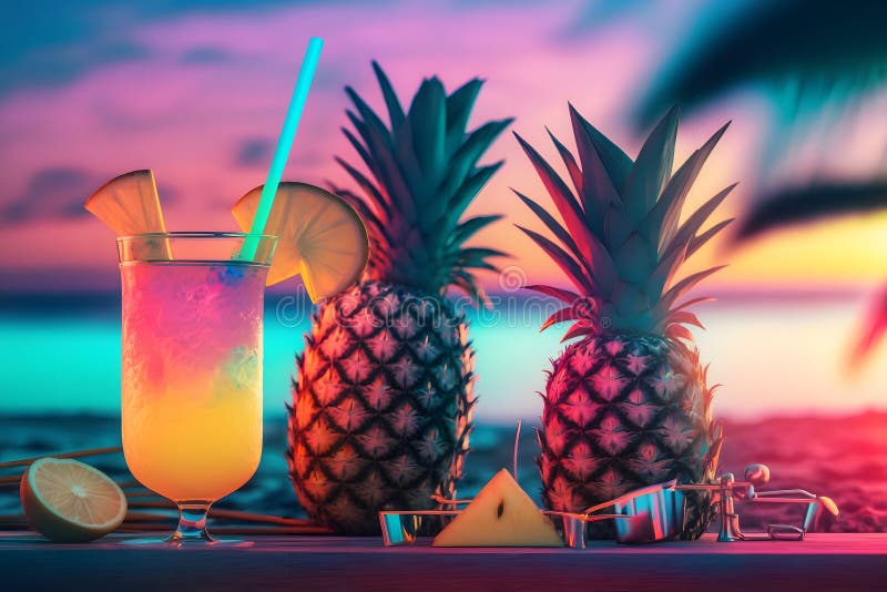 Nice Fresh Exotic Cocktails, Served on the Beach. Neural Network AI ...