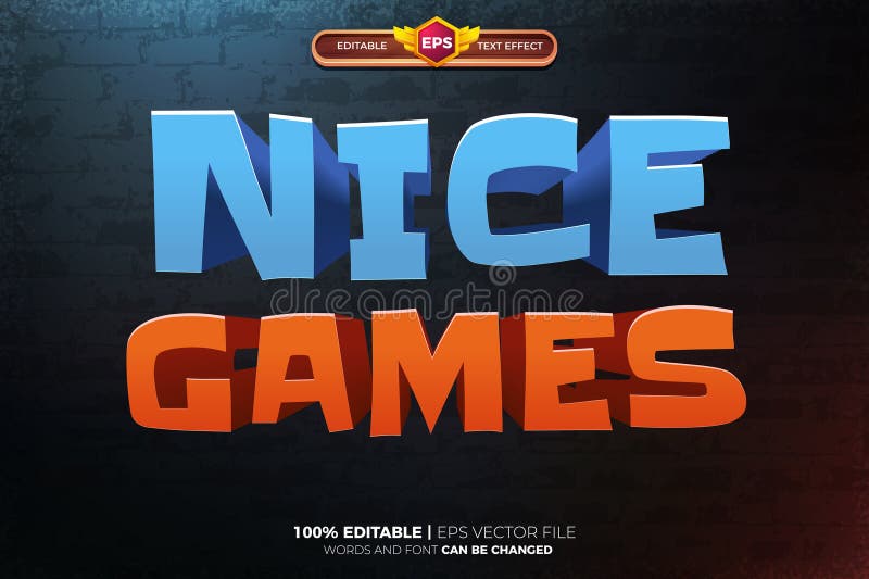 Nice Games 3D Text Effect Cartoon Game Logo Template Stock Vector ...