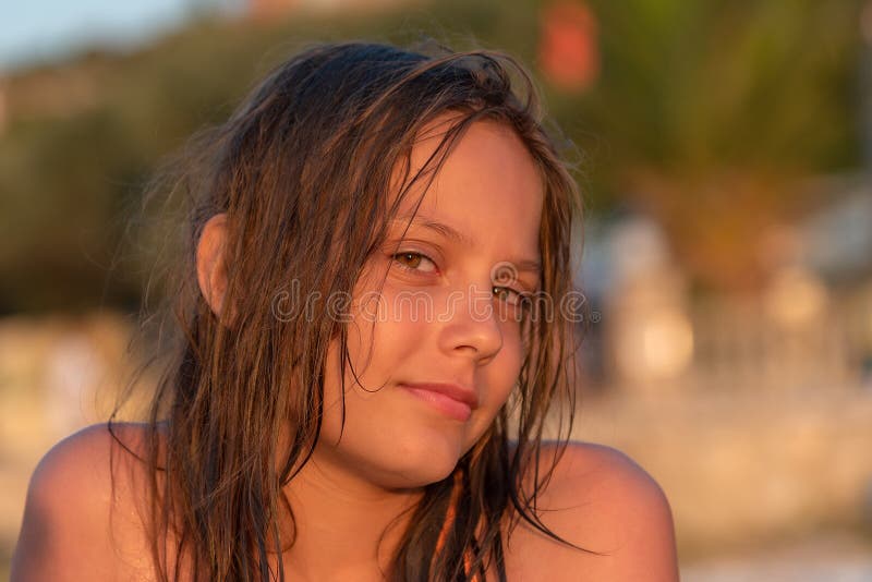 A Nice Girl on the Beach at Sunset Stock Photo - Image of feature ...