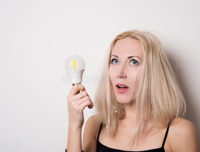 Nice Girl Came Up with the Bright Idea Stock Photo - Image of woman ...