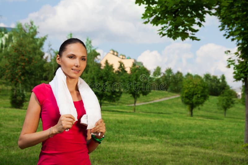 Nice Girl Jogging in the Park Stock Photo - Image of park, happy: 26979748