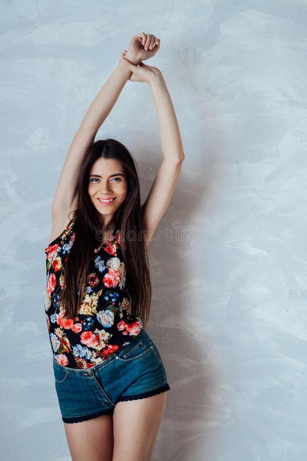 Beautiful Girl Model Posing in the Studio Stock Photo - Image of ...