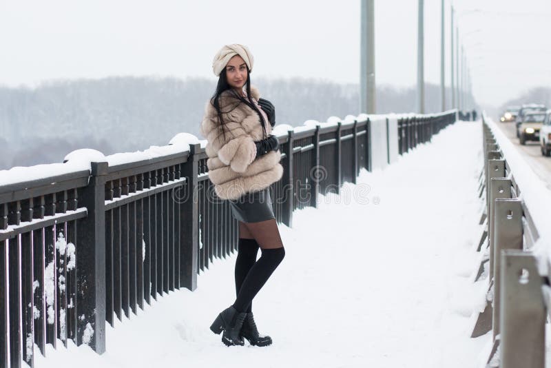 Nice Girl Outdoor in a Winter Stock Photo - Image of street, walk: 84421578