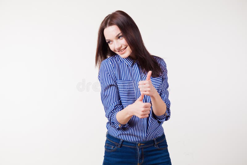 Nice Girl Shows Up Good Finger Stock Image - Image of confirm, finger ...