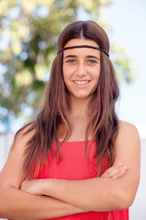 Nice Twelve Years Old Girl with Brown Eyes Stock Photo - Image of ...