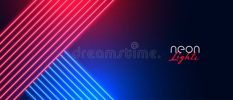 Nice Glowing Neon Red and Blue Light Banner Stock Vector - Illustration ...