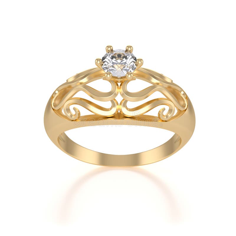 Nice Gold Ring with Diamond Stock Illustration - Illustration of ...