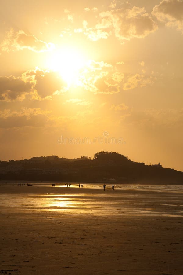 Nice Golden Sunset at the Sea Beach Stock Image - Image of warm ...