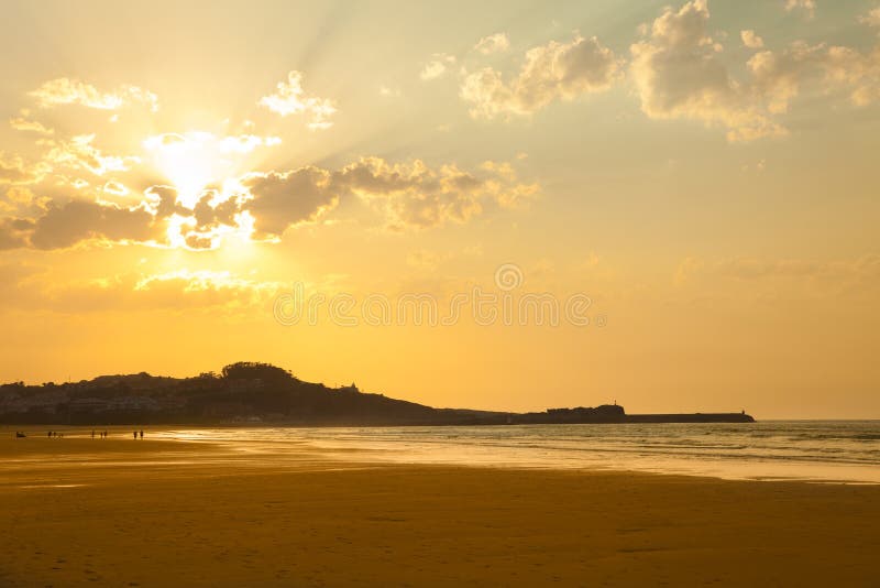 Nice Golden Sunset at the Sea Beach Stock Image - Image of coast ...