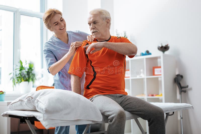 Nice Good Looking Aged Man Moving His Hand Stock Photo - Image of ...