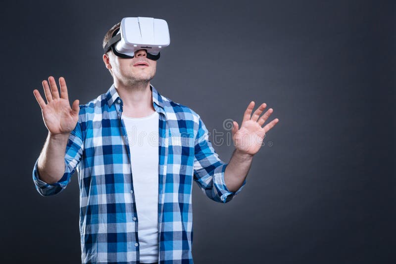Nice Good Looking Man Testing 3d Reality Glasses Stock Photo - Image of ...