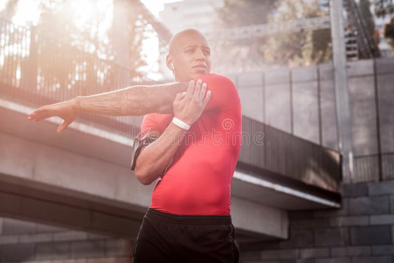 Nice Good Looking Man Touching His Hand Stock Image - Image of ...