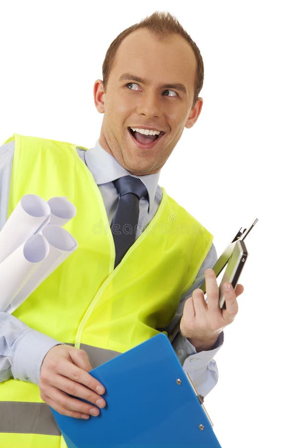 Nice and handsome engineer stock image. Image of cheerful - 97706181