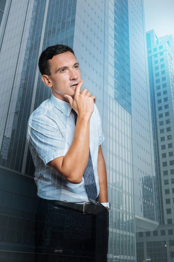 Nice Handsome Man Having a Thoughtful Look Stock Image - Image of ...