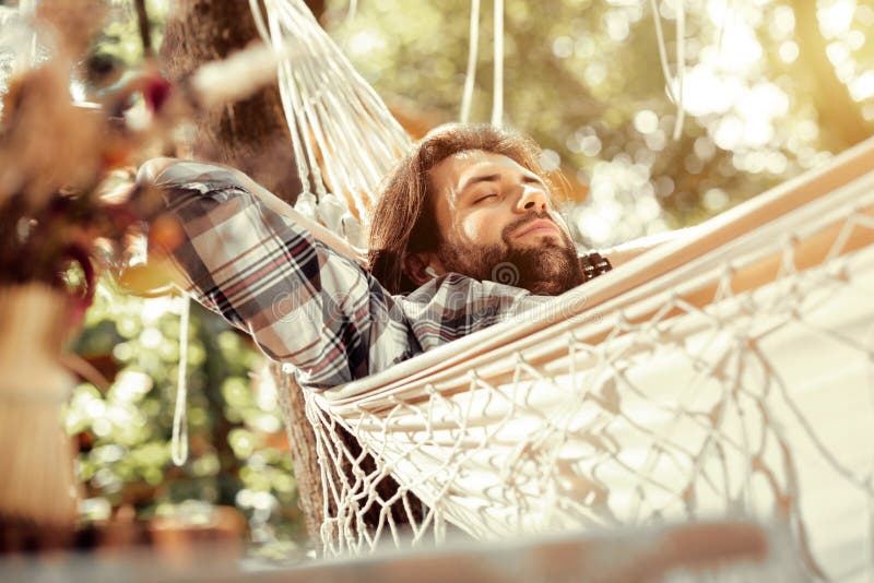 Nice Handsome Man Lying in the Hammock Stock Photo - Image of person ...