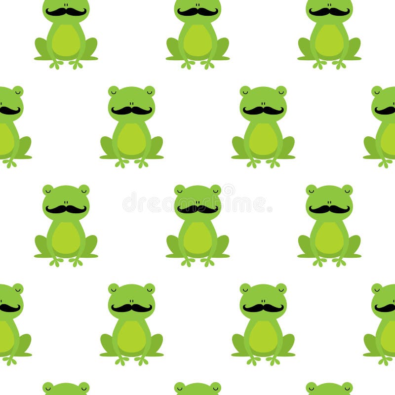 Nice Happy Cartoon Seamless Pattern with Frogs with Mustache Stock ...