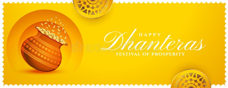 Nice Happy Dhanteras Traditional Banner with Golden Pot Design Stock ...
