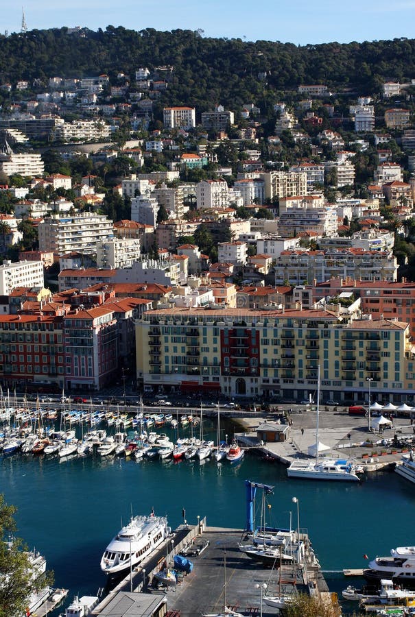 Nice Harbour and City View, France Stock Photo - Image of hotels, city ...