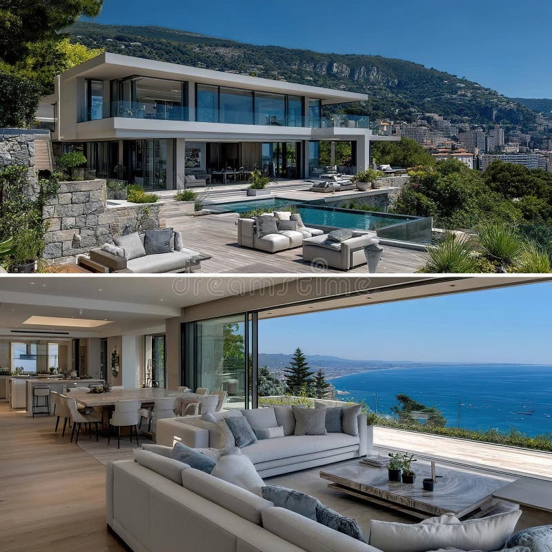 Nice Hillside Modern Villa Close Up View Stock Illustration ...