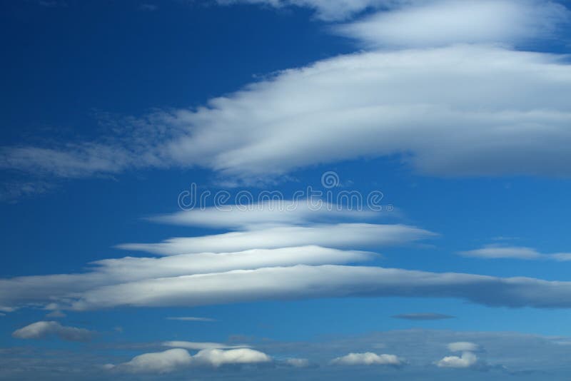 Horizontal Clouds on a Blue Evening Sky Stock Image - Image of outdoor ...