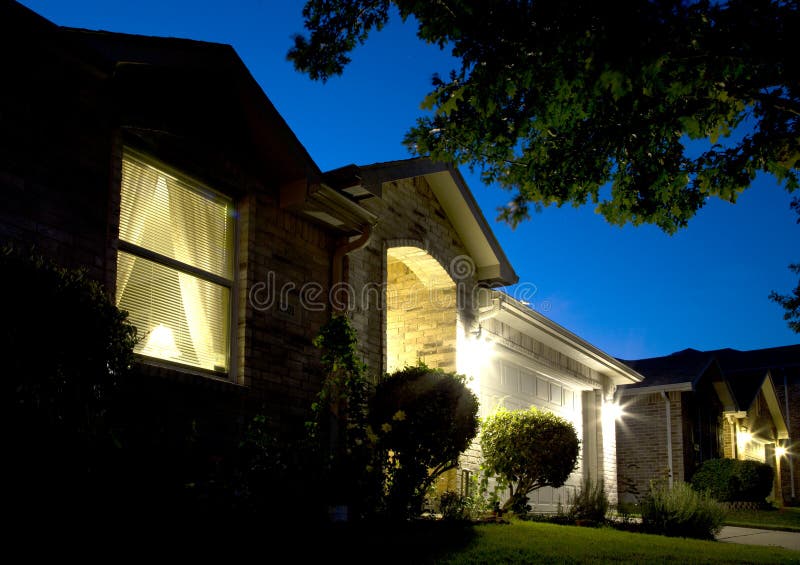 House at night stock photo. Image of moon, building, lawn - 3298268