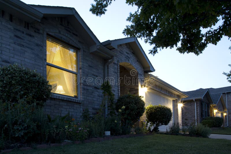 A nice house on sunset stock image. Image of night, community - 77169245