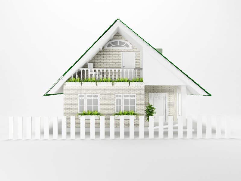 Nice House on White Background Stock Illustration - Illustration of ...