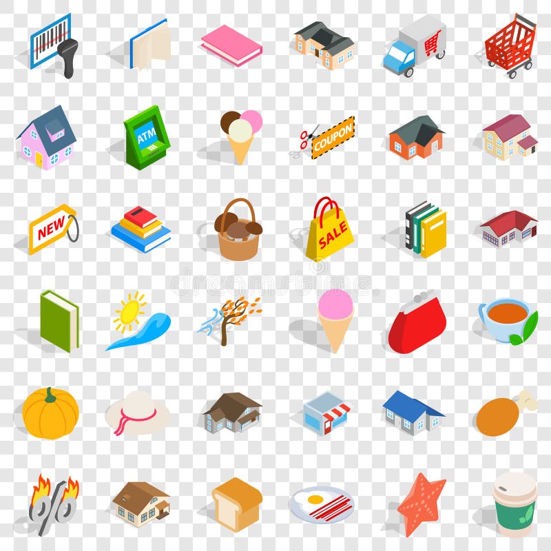 Nice Icons Set, Isometric Style Stock Vector - Illustration of dollar ...