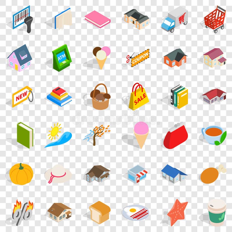 Nice Icons Set, Isometric Style Stock Vector - Illustration of dollar ...