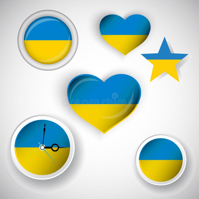 Nice Icons Set of Ukrainian Flag Stock Vector - Illustration of ...