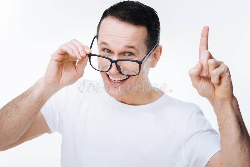 Nice Intelligent Man Having an Idea Stock Photo - Image of joyful ...