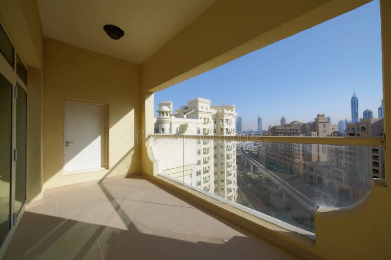 Nice Interior of Modern Balcony Stock Image - Image of empty, blue ...
