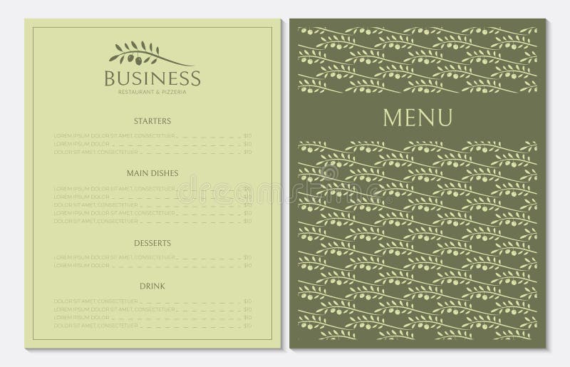 Nice Italian Menu Card Design for Restaurant with Olive Logo Stock ...