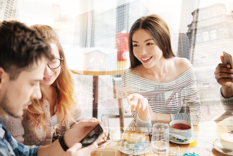 Relaxed Friends Drinking Tea Together Stock Image - Image of emotions ...