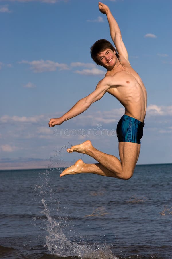 Nice Jump Over the Summersea Stock Photo - Image of jumping, outdoors ...