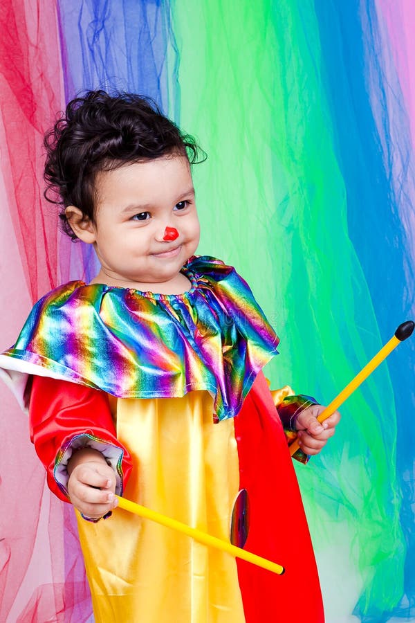 A Nice Kid Wearing Clown Clothes. Stock Photo - Image of nose ...