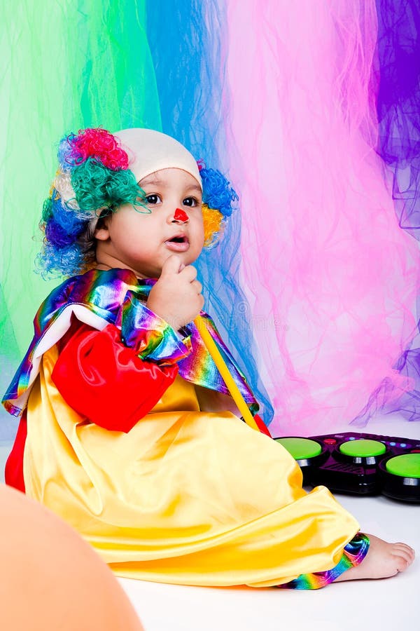 A Nice Kid Wearing Clown Clothes. Stock Photo - Image of nose ...