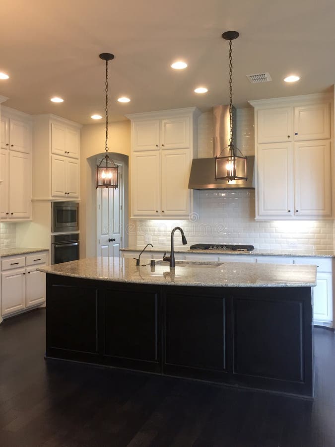 Nice Kitchen Design in a New Modern House Stock Image - Image of ...