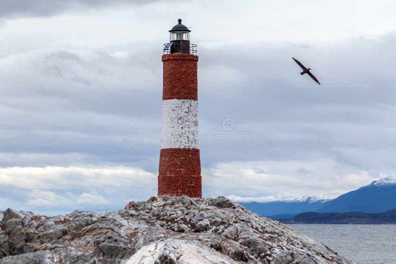 Nice Lighthouse on the Waters of the Beagle Channel in Patagonia Stock ...