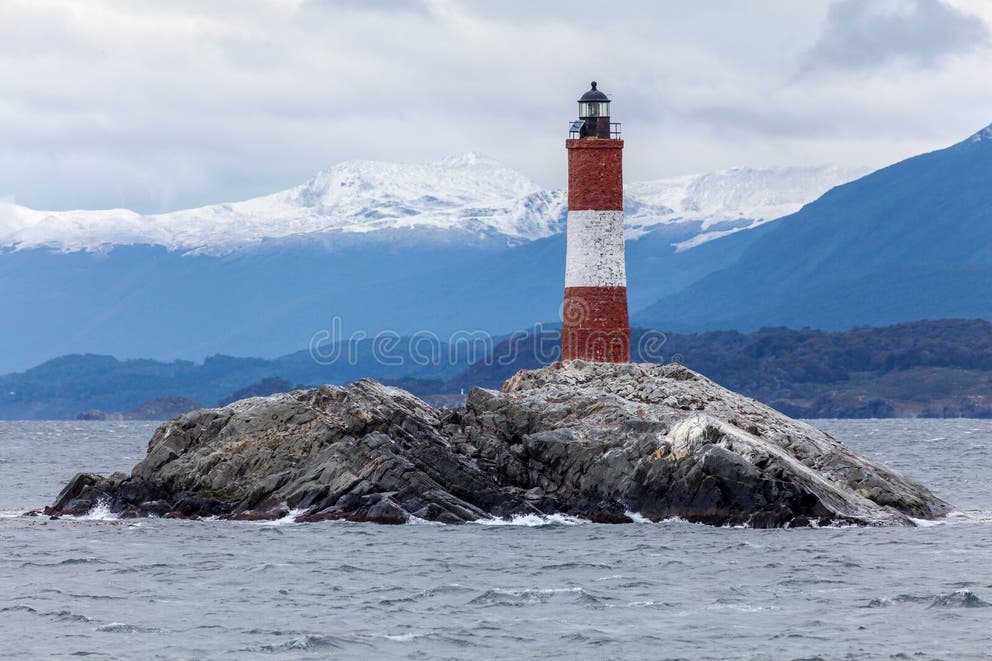 Nice Lighthouse on the Waters of the Beagle Channel in Patagonia Stock ...