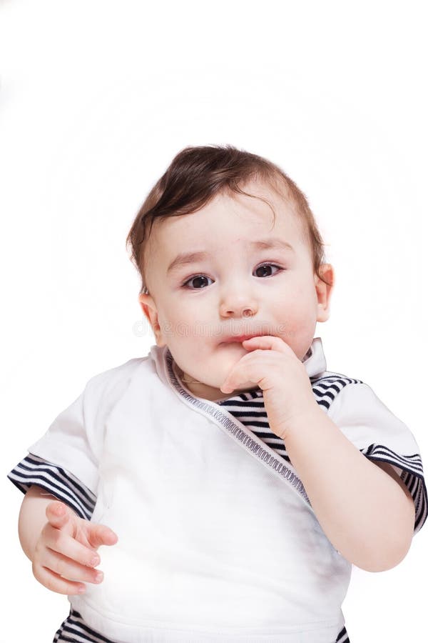 Nice Little Child Isolated on White Background Stock Image - Image of ...